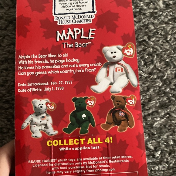 McDonald's | Toys | Rare Mcdonalds Maple The Bear Beanie Boo Bear Brand ...